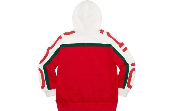 Supreme Big Logo Paneled Zip Up Hooded Sweatshirt - Red/white