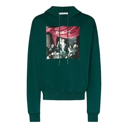 Off-White Fw20 Caravaggio Loose Hooded Pullover - Green