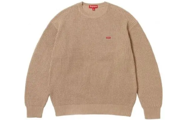 Supreme Small Box Ribbed Sweater - Beige