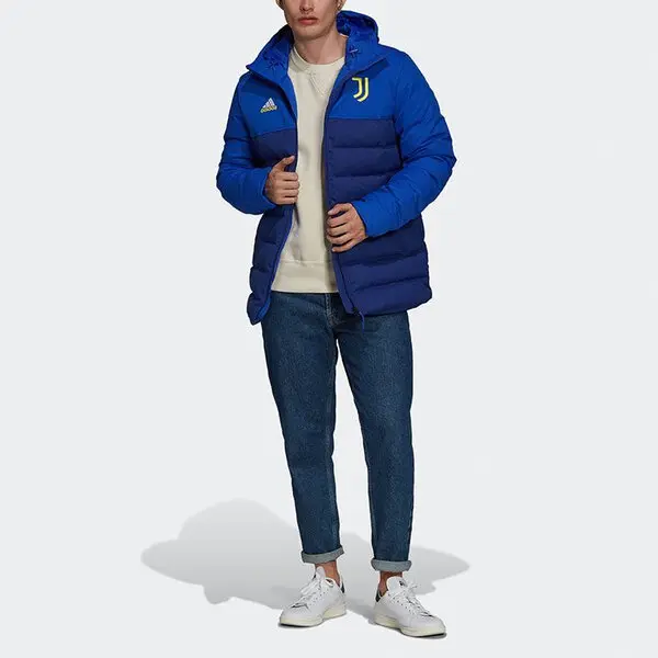 Adidas Colorblock Down Jacket With Hood And Zipper
