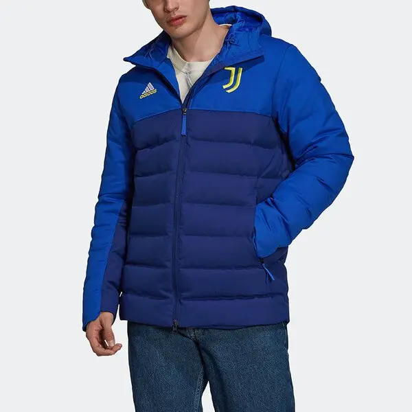 Adidas Colorblock Down Jacket With Hood And Zipper