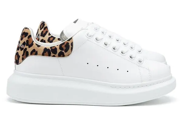 Alexander McQueen Oversized Sneaker White Leopard Suede - White/leopard