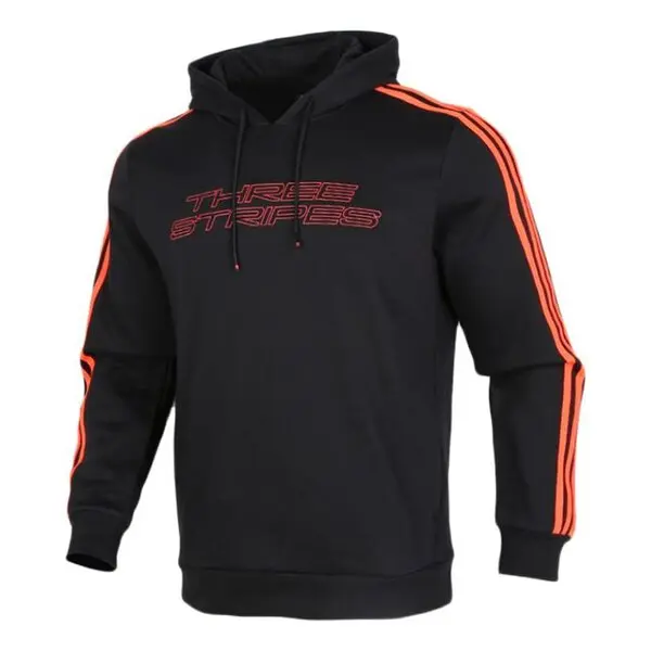 Adidas Fleece Lined Pullover Hoodie With Logo Printing - Black
