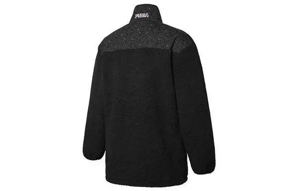 PUMA Paisley Imitation Lamb Wool Stand-up Collar Jacket - Black