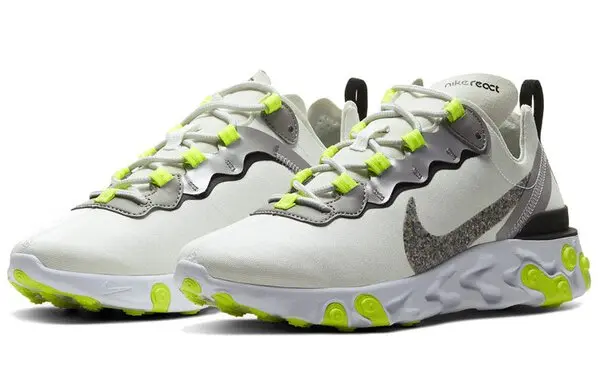 Nike React Element 55 Prm Sneakers - White/atmosphere Grey-black-volt