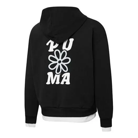 PUMA Layered Printed Hoodie - Black