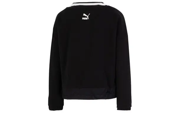 PUMA Logo V-neck Sweatshirt - Black/white