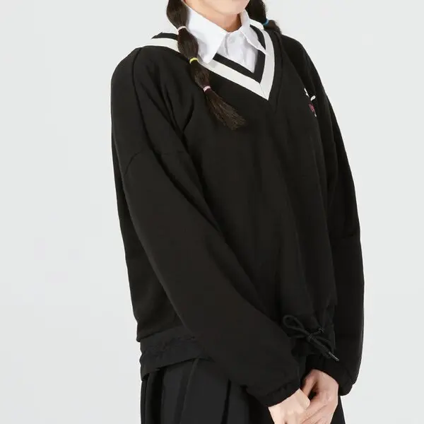 PUMA Logo V-neck Sweatshirt - Black/white