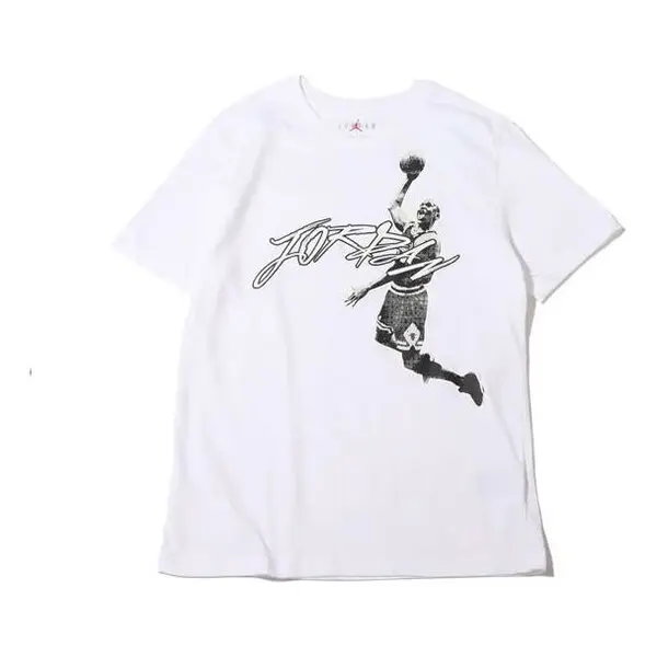 JORDAN Casual Breathable Sports Round Neck Pullover Short Sleeve White T-shirt - Default Color