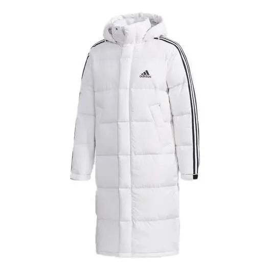 Adidas 3-stripes Long Hooded Down Parka - White