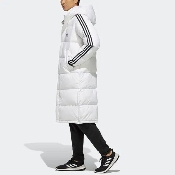 Adidas 3-stripes Long Hooded Down Parka - White