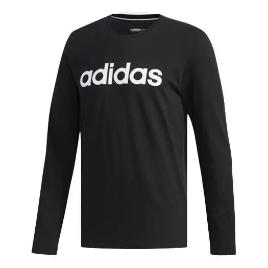 Adidas Neo M Ce Lnr Ls Logo Printing Round Neck Long Sleeves - Black
