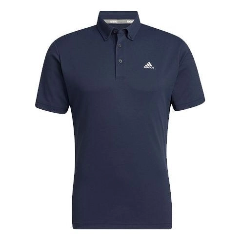 Adidas Solid Color Logo Printing Casual Short Sleeve Navy Blue Polo Shirt - Default Colorway