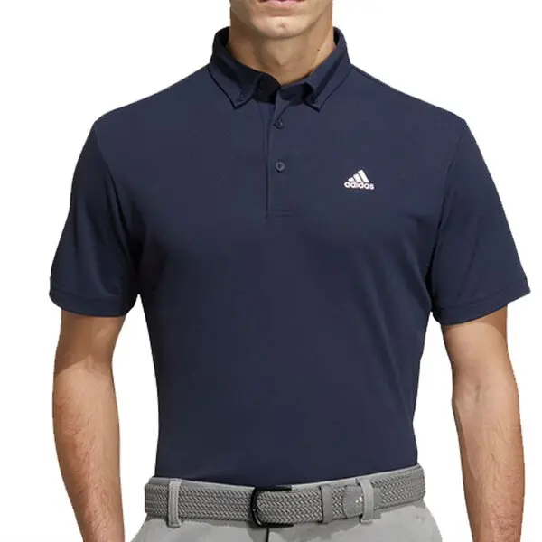 Adidas Solid Color Logo Printing Casual Short Sleeve Navy Blue Polo Shirt