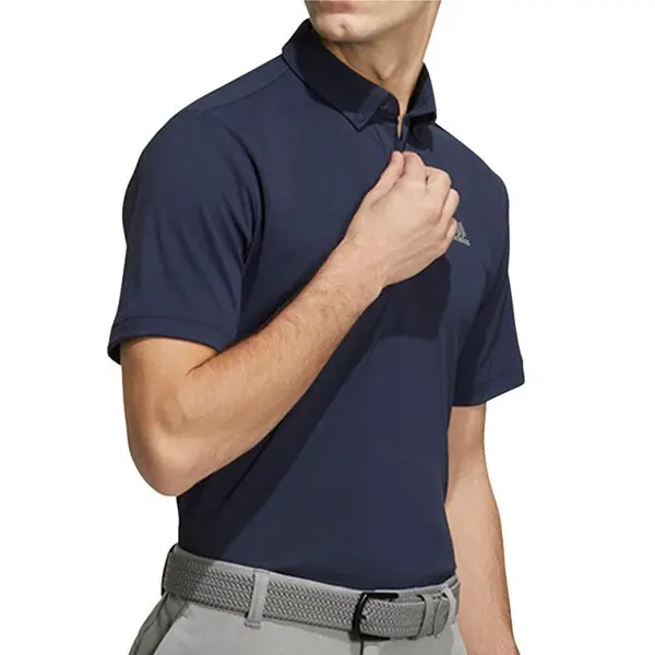 Adidas Solid Color Logo Printing Casual Short Sleeve Navy Blue Polo Shirt
