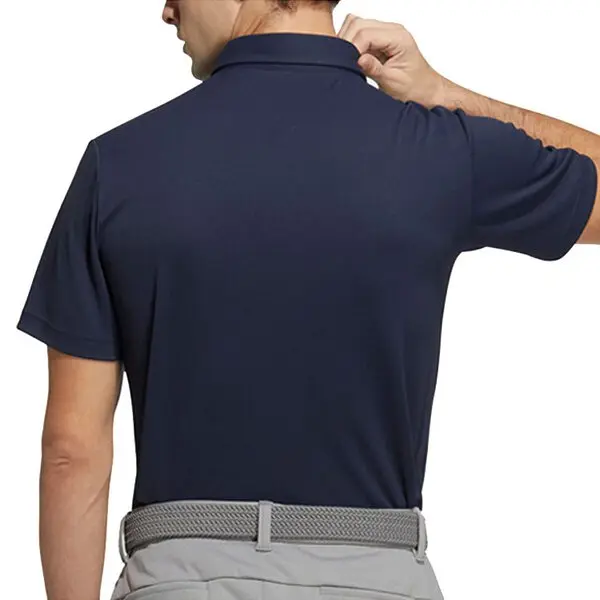 Adidas Solid Color Logo Printing Casual Short Sleeve Navy Blue Polo Shirt
