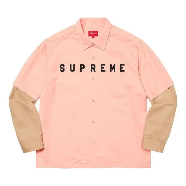 Supreme 2-tone Work Shirt 'pink Tan - Pink/tan