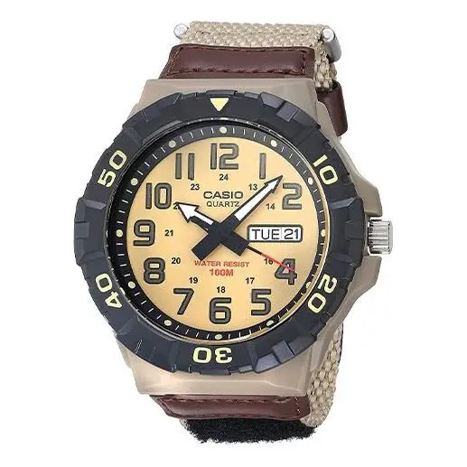 Casio Analog Quartz Watch With Luminous Dial And Nylon Strap - Khaki