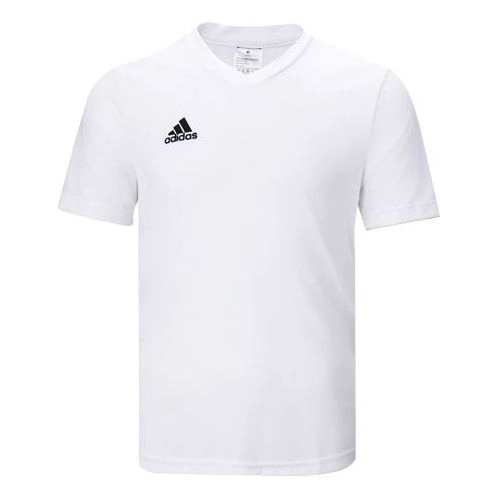 Adidas Solid Color Minimalistic Logo Embroidered Casual Sports Short Sleeve White T-shirt - Default Color