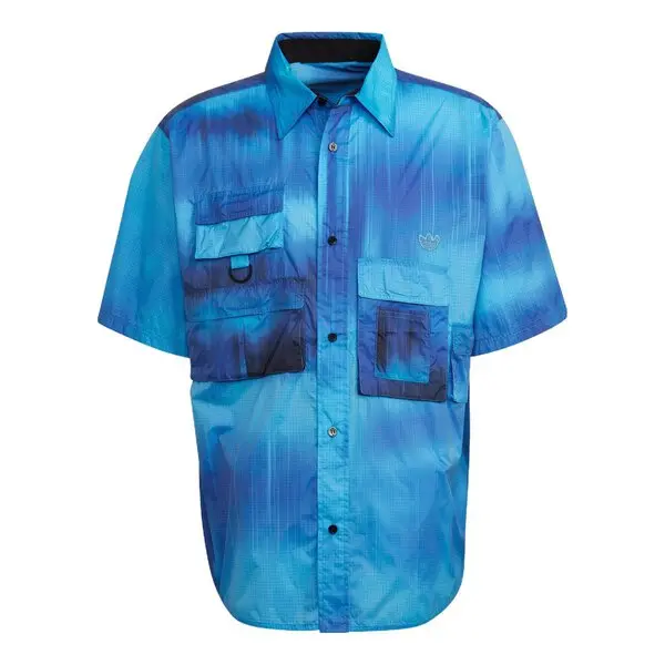 Adidas Gradient Pocket Sports Short Sleeve Shirt Blue