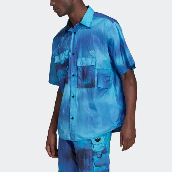 Adidas Gradient Pocket Sports Short Sleeve Shirt Blue