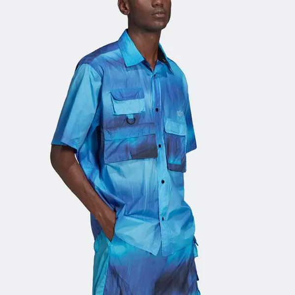 Adidas Gradient Pocket Sports Short Sleeve Shirt Blue