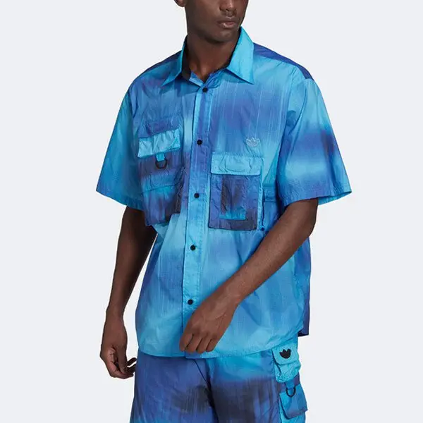 Adidas Gradient Pocket Sports Short Sleeve Shirt Blue
