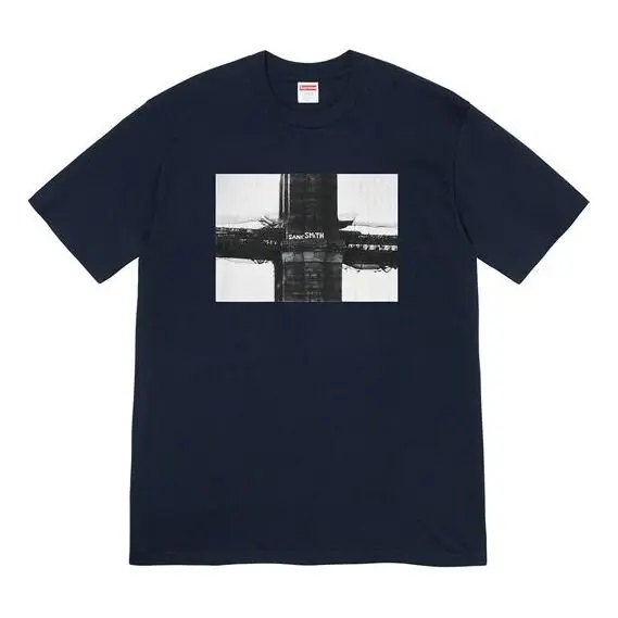 Supreme Fw19 Week 17 Bridge Tee Graffiti Printing Short Sleeve Navy - Blue