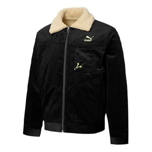 PUMA Corduroy Plush Fur Reversible Jacket - Black