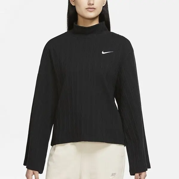 Nike Ribbed Knit High Collar Long Sleeve Top