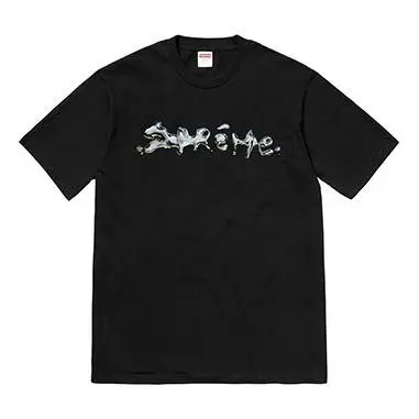 Supreme Fw18 Liquid Tee Silver Logo Short Sleeve