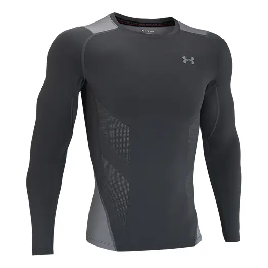 Under Armour Heatgear Vent Logo Printing Round Neck Long Sleeves Gray - Grey