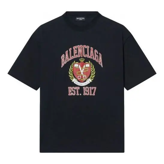 Balenciaga Est.1917 Crest Logo T-shirt - Black