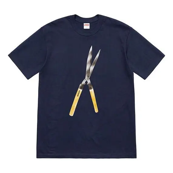 Supreme Ss19 Shears Tee Large Scissors Printing Short Sleeve Navy - Blue