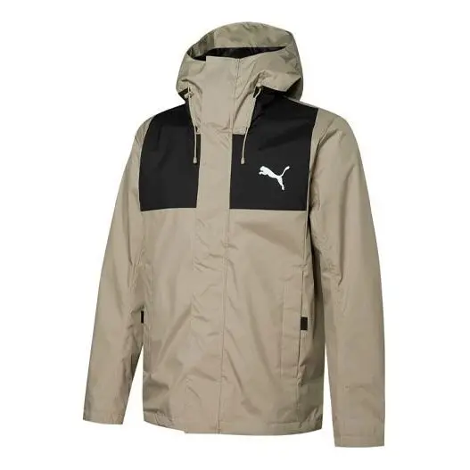 PUMA Colorblock Logo Sports Hooded Jacket - Gray
