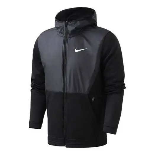 Nike Splicing Hooded Sports Jacket - Black