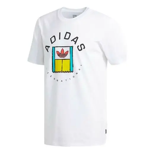 Adidas Originals Funny Logo Printing Sports Short Sleeve - White
