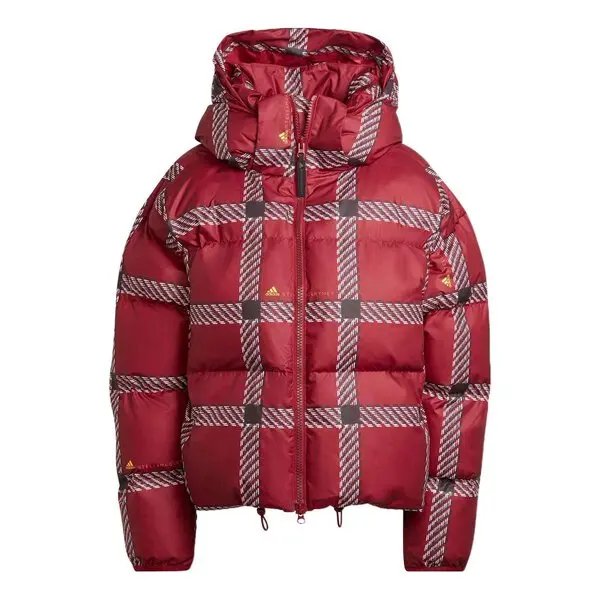 Adidas Stella Mccartney Short Padded Printed Winter Jacket Asia Sizing 'red White - Red/white