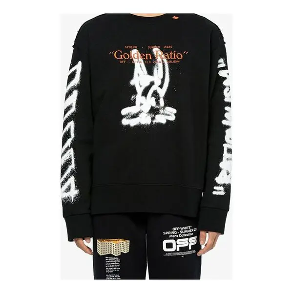 Off-White Golden Ratio" Graffiti Long Sleeve Sweater - Black