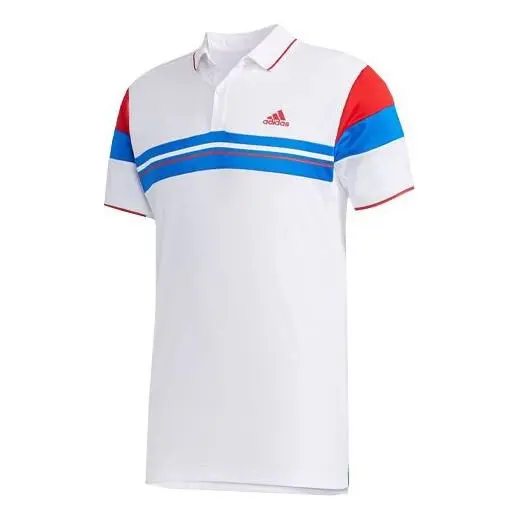 Adidas Colorblock Tennis Sports Short Sleeve Polo Shirt White - Multi-color