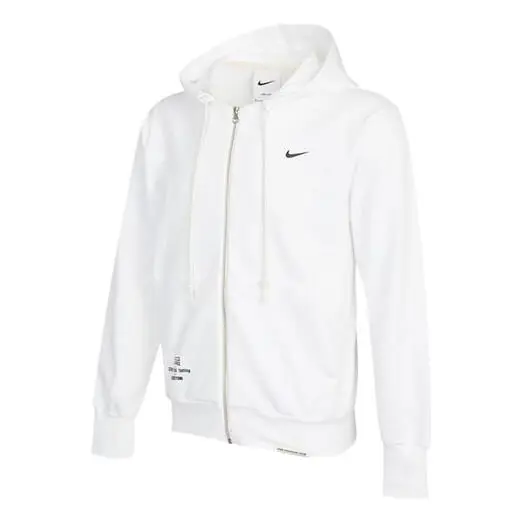 Nike Back Logo Sports Knit Hooded Zipper With Lacing Closure - White