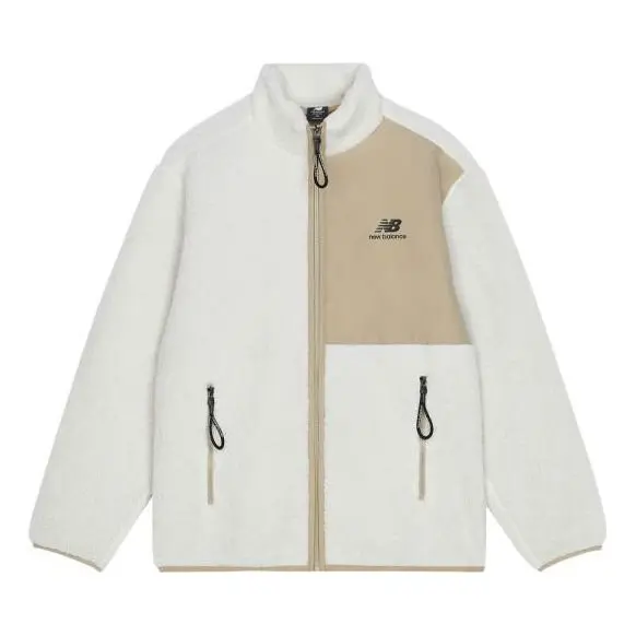 NEW BALANCE Knit Suede Logo Jacket - Creamy