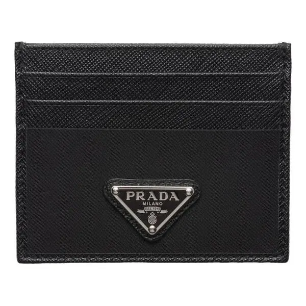 Prada Ss26 Re-nylon And Saffiano Leather Card Holder - Black