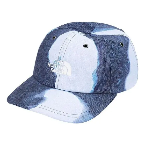 Supreme Bleached Denim Printed 6-panel Cap - Blue/white