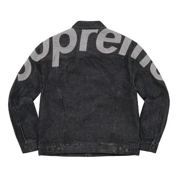 Supreme Inset Logo Denim Trucker Jacket - Black/grey