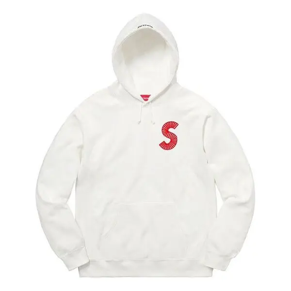 Supreme S Logo Hooded Sweatshirt - White/red