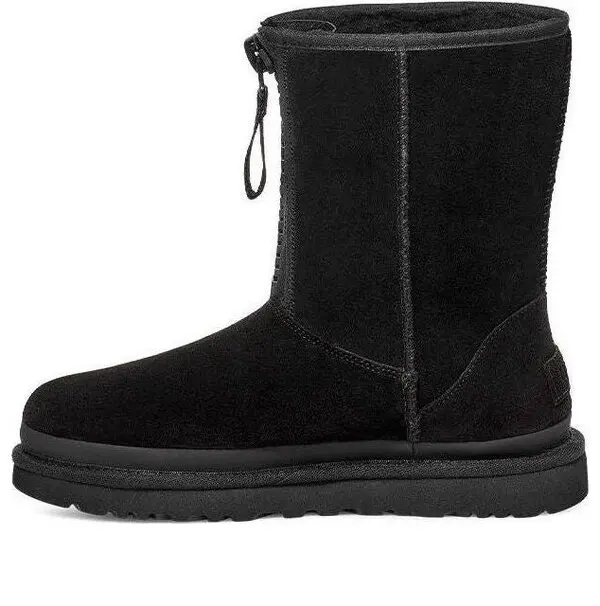 UGG Classic Short Zipper Tape Logo Boot - Black