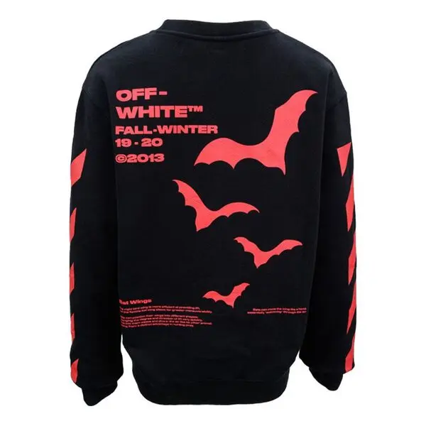Off-White Bats Logo Round Neck Slim-fit Sweater - Black