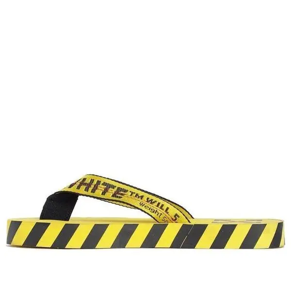 Off-White Graphic Print Flip Flops - Yellow/black