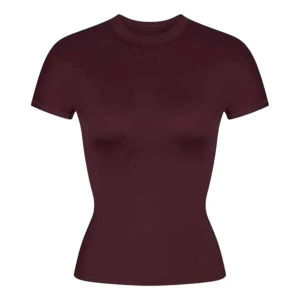 Nike X Skims Shine Mock-neck Short-sleeve Top - Currant